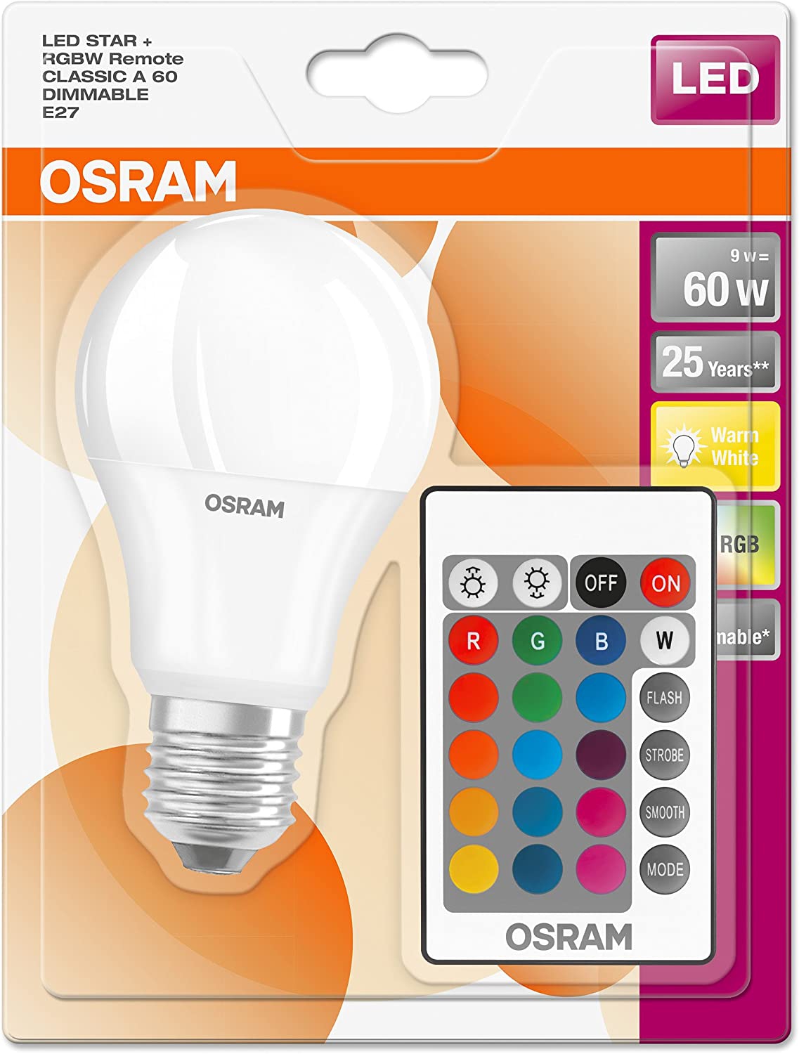 OSRAM UZAKTAN KUMANDALI LED AMPUL RGB STAR 9W 2700K RENKLİ ... OSRAM UZAKTAN KUMANDALI LED AMPUL RGB STAR 9W 2700K RENKLİ ...